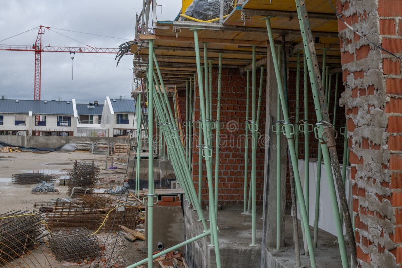 Building Under Construction, Supported with Metal Bars Stock Photo ...