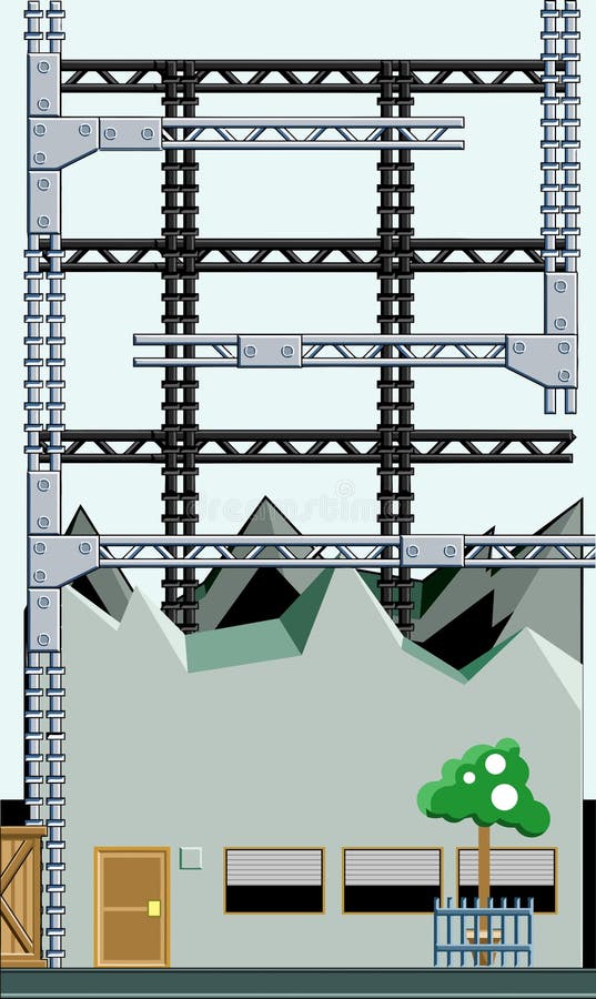 A Building Under Construction with a Tree on the Front. Vector F Stock ...