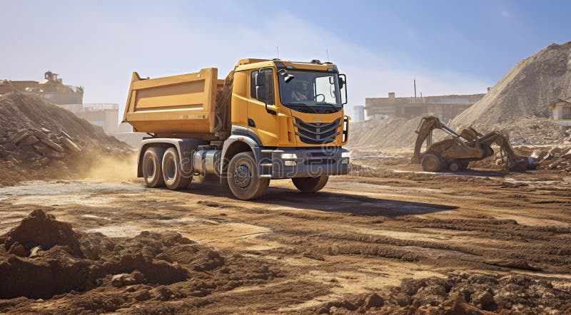 Building Under Construction, Truck on a Construction Stock Illustration ...