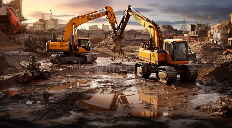 Building Under Construction, Truck on a Construction Stock Illustration ...