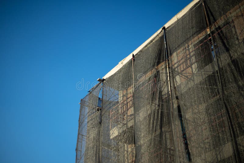 Building between Under Construction Use Shading Net Cover Scaffolding ...