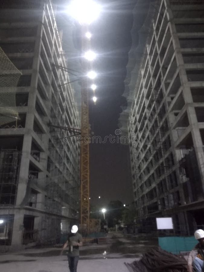 Highrise Building Scene at Night Stock Photo - Image of midst, casting ...
