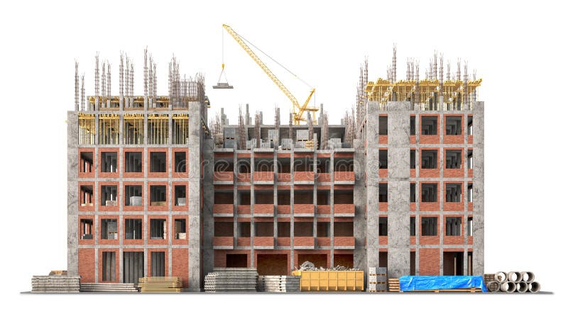 Building Under Construction on White Background. Stock Illustration ...