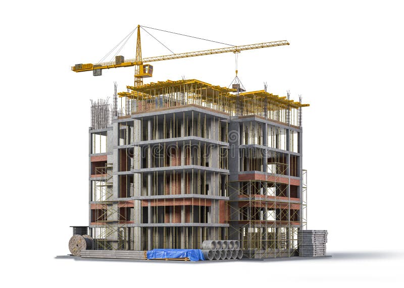 Building Under Construction on White Background. Stock Illustration ...