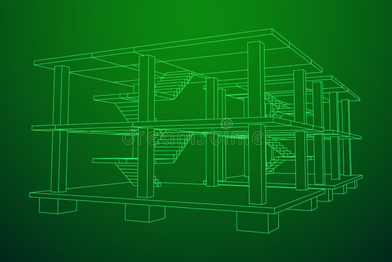 Building Under Construction Wireframe Stock Vector - Illustration of ...