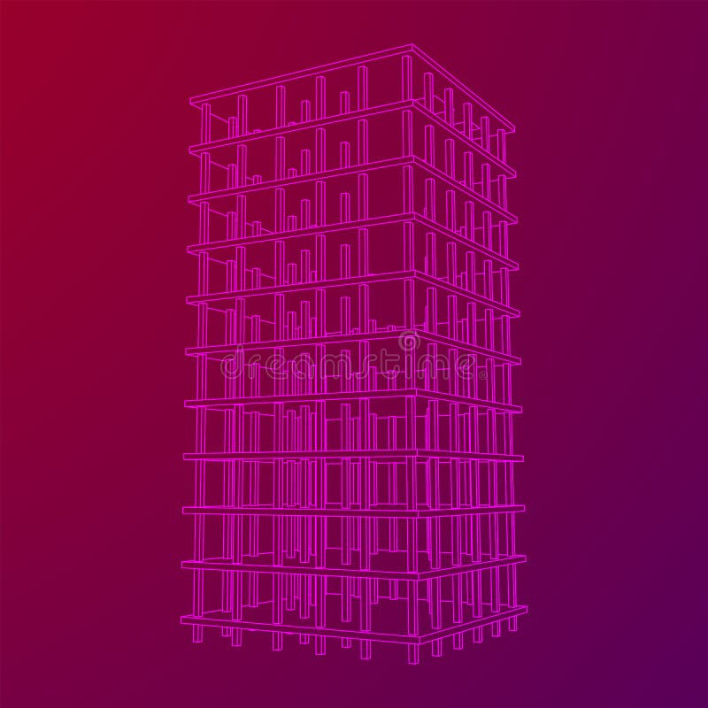 Building Under Construction. Wireframe Low Poly Mesh Stock Vector ...