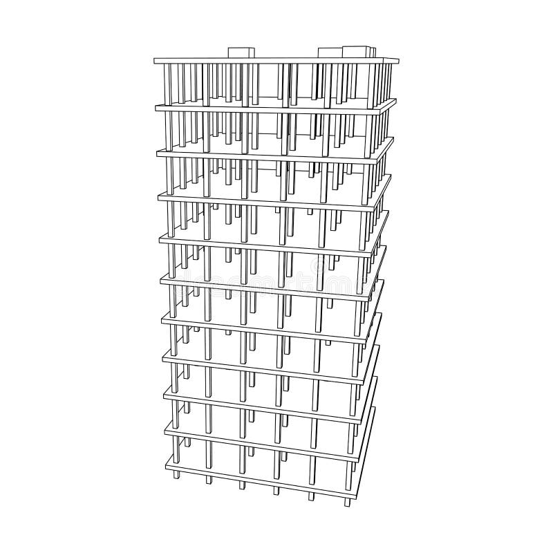 Building Under Construction. Wireframe Low Poly Mesh Stock Vector ...