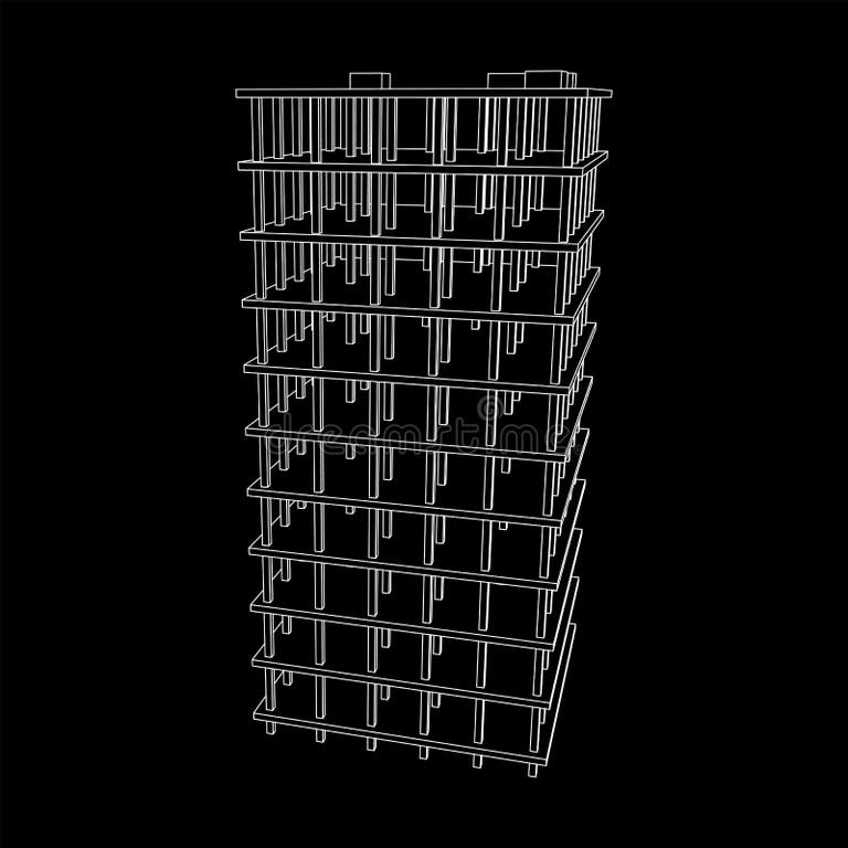 Building Under Construction. Wireframe Low Poly Mesh Stock Vector ...