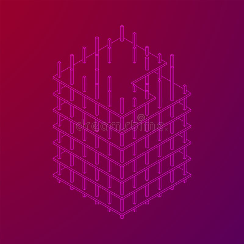 Building Under Construction. Wireframe Low Poly Mesh Stock Vector ...
