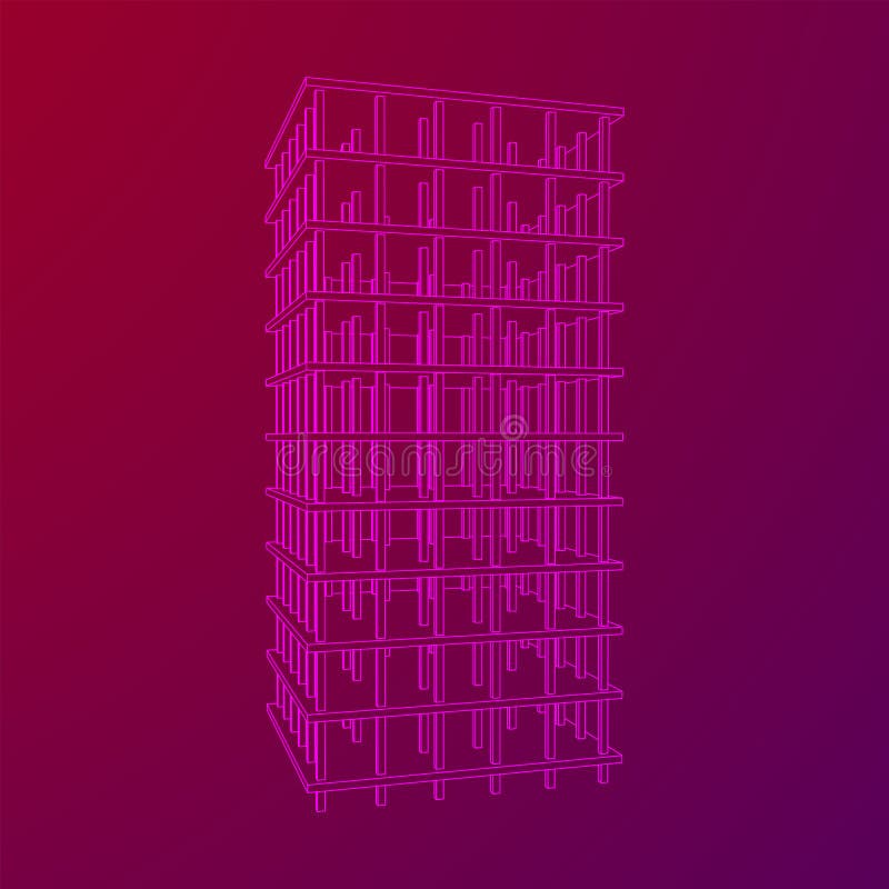 Building Under Construction. Wireframe Low Poly Mesh Stock Vector ...