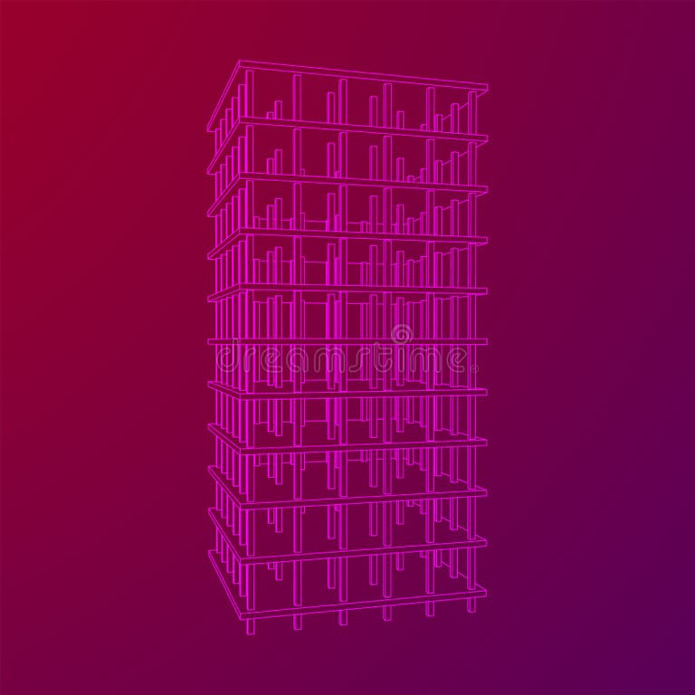 Building Under Construction. Wireframe Low Poly Mesh Stock Vector ...