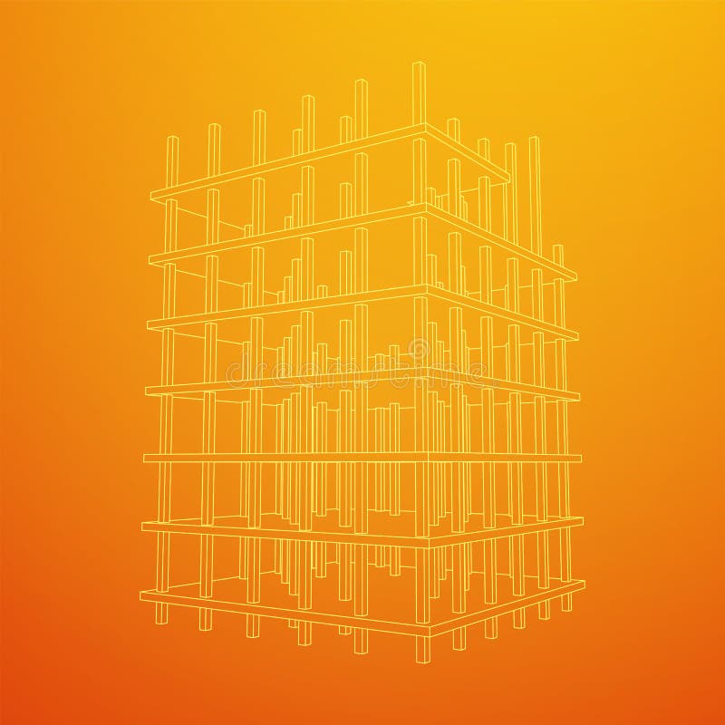 Building Under Construction. Wireframe Low Poly Mesh Stock Vector ...