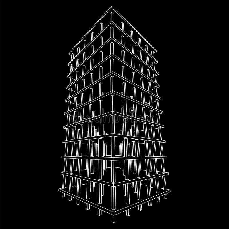 Building Under Construction. Wireframe Low Poly Mesh Stock Vector ...
