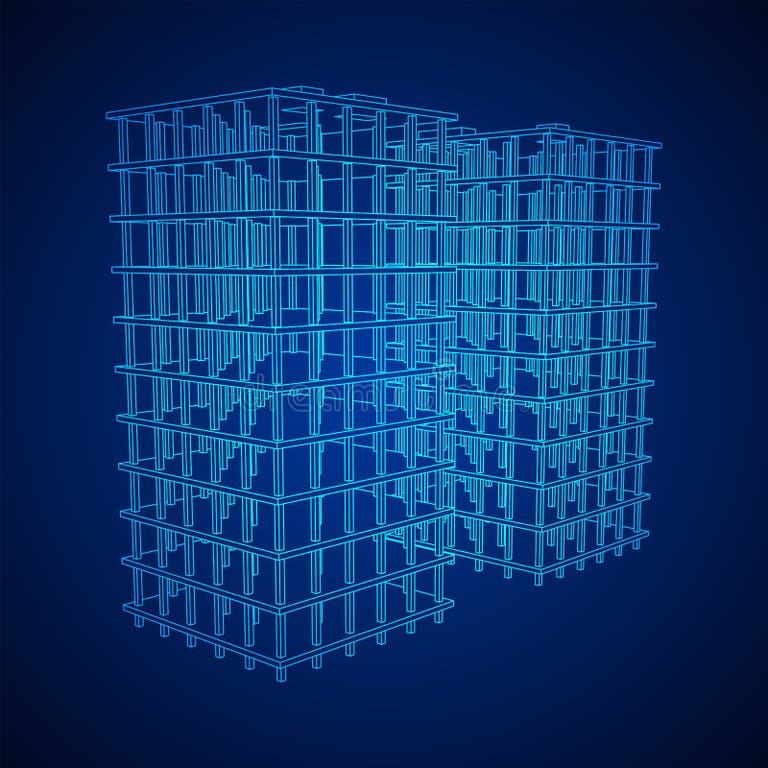 Building Under Construction. Wireframe Low Poly Mesh Stock Vector ...