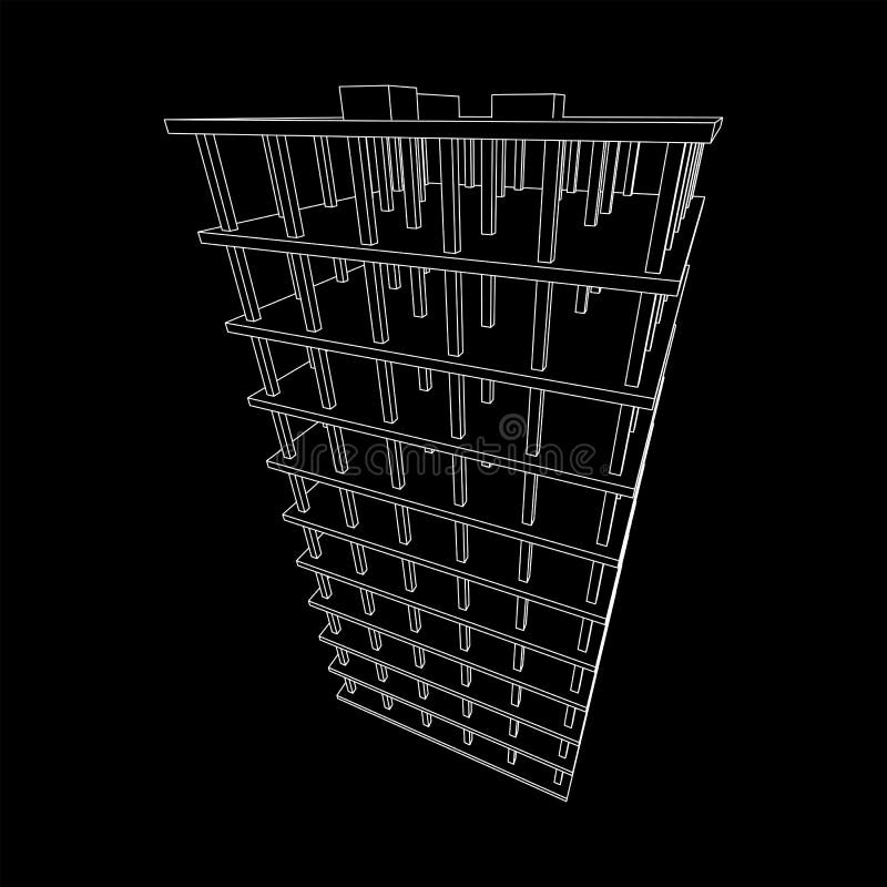 Building Under Construction. Wireframe Low Poly Mesh Stock Vector ...