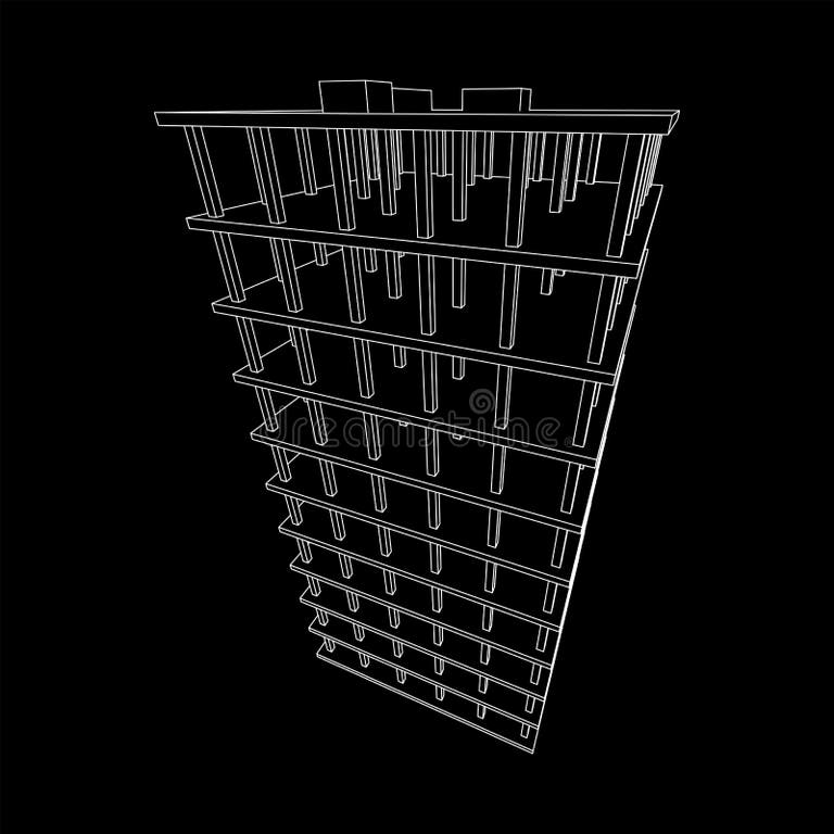 Building Under Construction. Wireframe Low Poly Mesh Stock Vector ...
