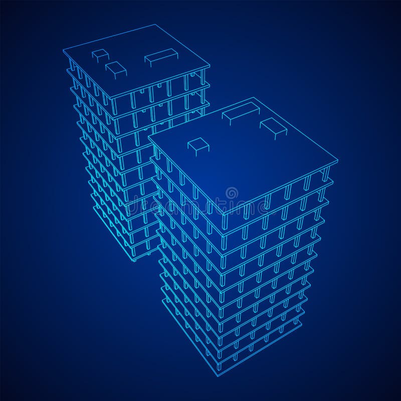Building Under Construction. Wireframe Low Poly Mesh Stock Vector ...