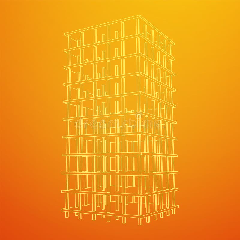 Building Under Construction. Wireframe Low Poly Mesh Stock Vector ...