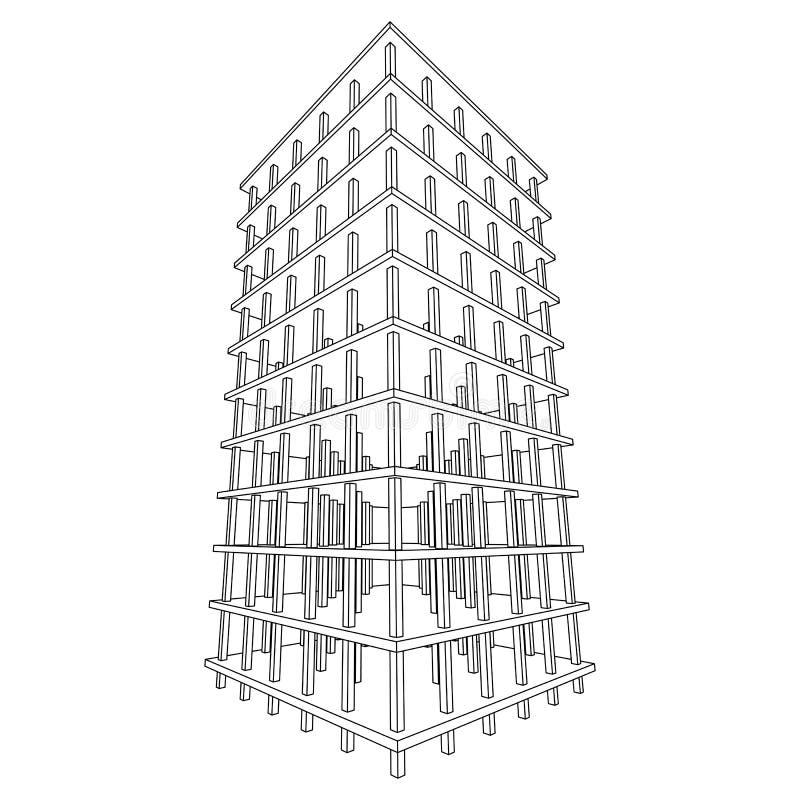 Building Under Construction. Wireframe Low Poly Mesh Stock Vector ...