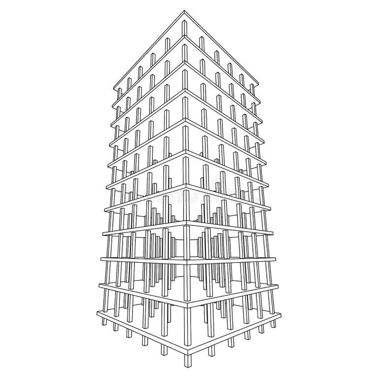 Building Under Construction. Wireframe Low Poly Mesh Stock Vector ...