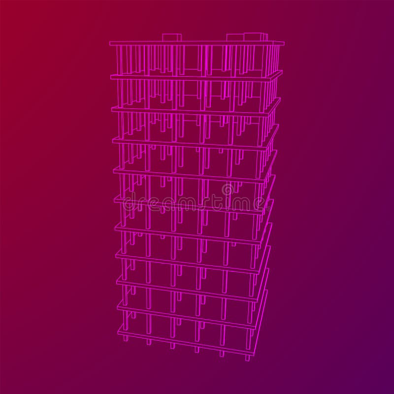 Building Under Construction. Wireframe Low Poly Mesh Stock Vector ...