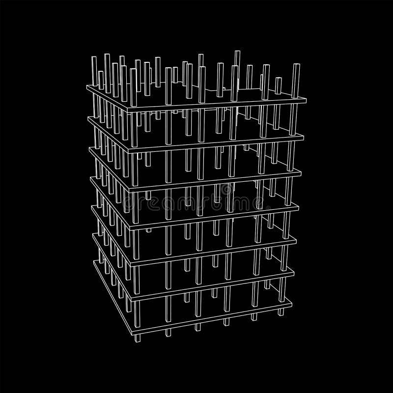 Building Under Construction. Wireframe Low Poly Mesh Stock Vector ...