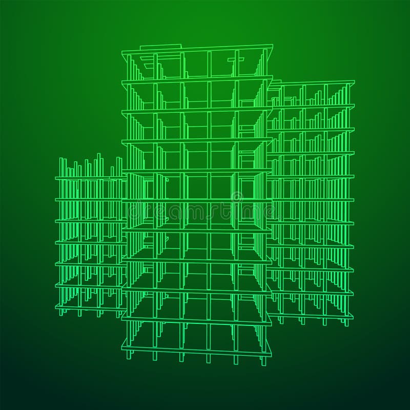 Building Under Construction. Wireframe Low Poly Mesh Stock Vector ...