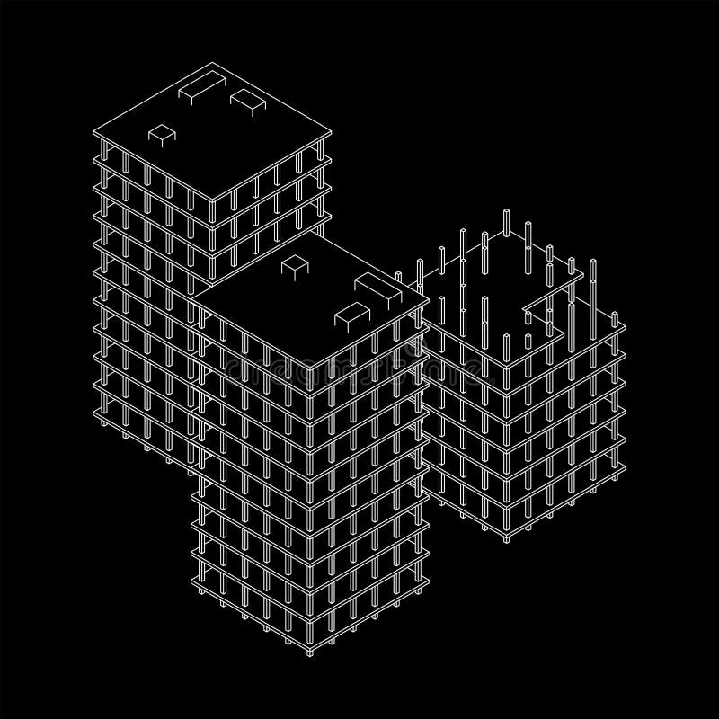 Building Under Construction. Wireframe Low Poly Mesh Stock Vector ...