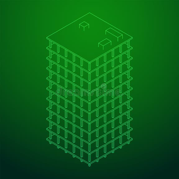 Building Under Construction. Wireframe Low Poly Mesh Stock Vector ...