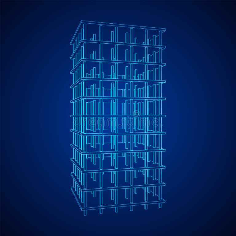 Building Under Construction. Wireframe Low Poly Mesh Stock Vector ...