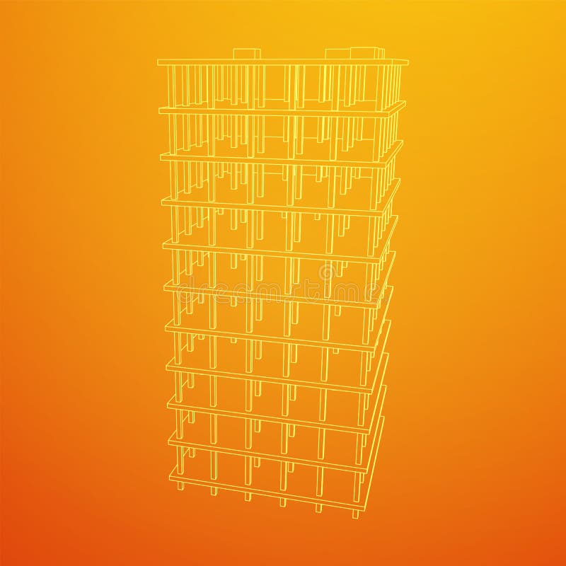 Building Under Construction. Wireframe Low Poly Mesh Stock Vector ...