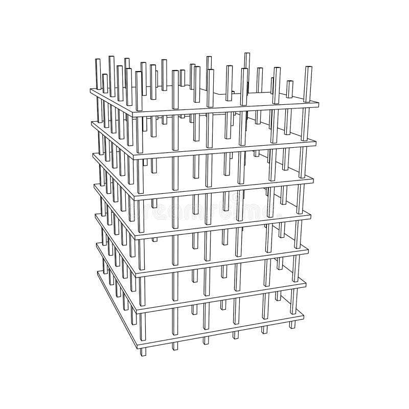Building Under Construction. Wireframe Low Poly Mesh Stock Vector ...