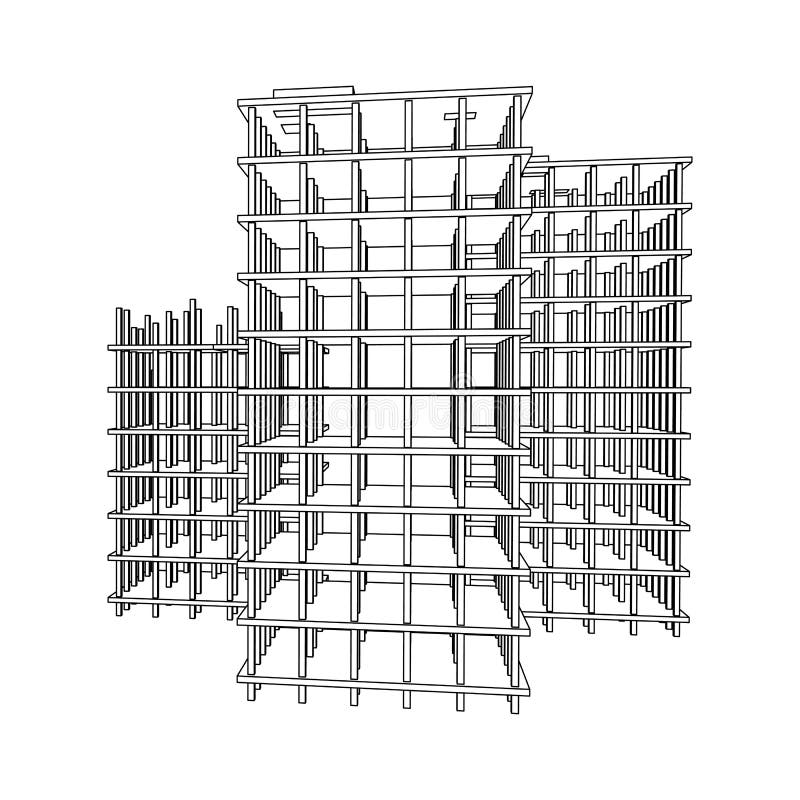 Building Under Construction. Wireframe Low Poly Mesh Stock Vector ...