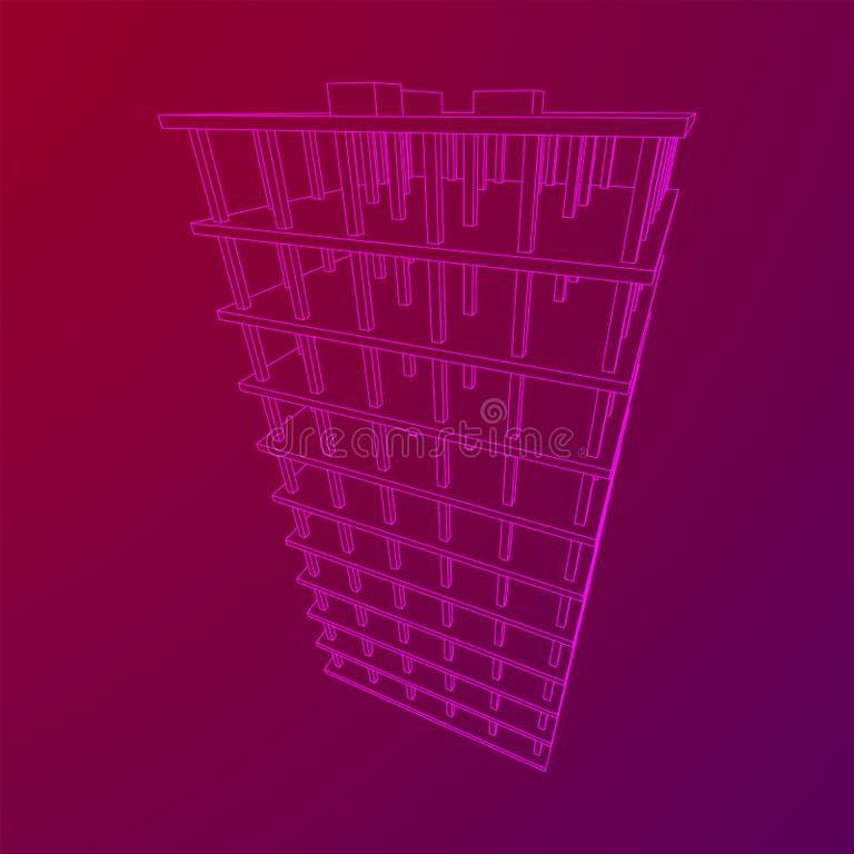 Building Under Construction. Wireframe Low Poly Mesh Stock Vector ...