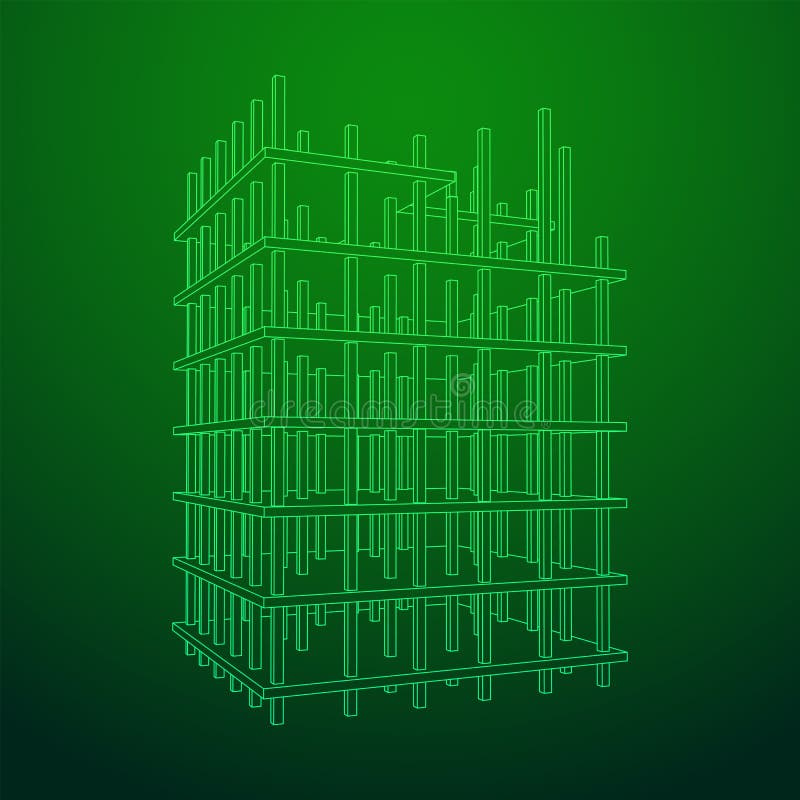 Building Under Construction. Wireframe Low Poly Mesh Stock Vector ...