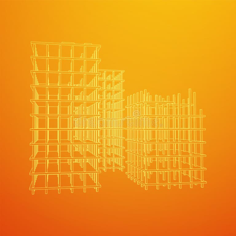 Building Under Construction. Wireframe Low Poly Mesh Stock Vector ...