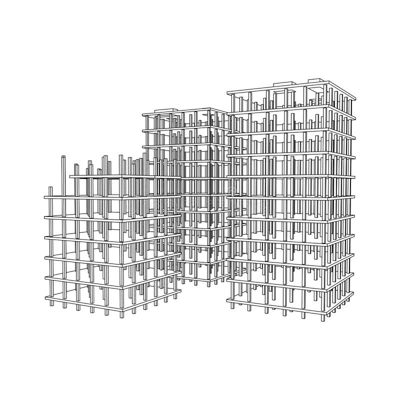 Building Under Construction. Wireframe Low Poly Mesh Stock Vector ...