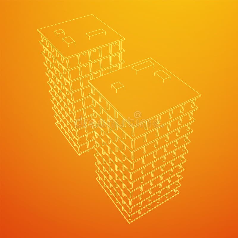 Building Under Construction. Wireframe Low Poly Mesh Stock Vector ...