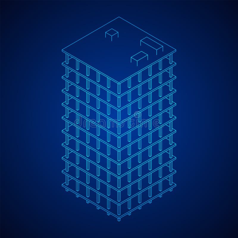 Building Under Construction. Wireframe Low Poly Mesh Stock Vector ...