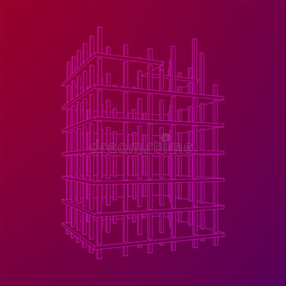 Building Under Construction. Wireframe Low Poly Mesh Stock Vector ...