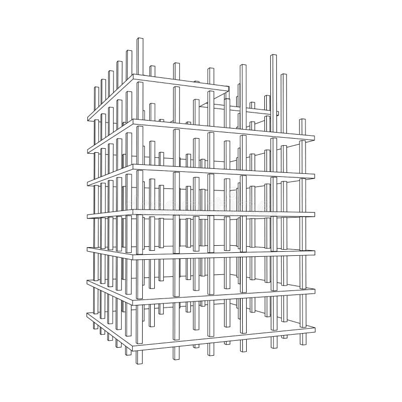 Building Under Construction. Wireframe Low Poly Mesh Stock Vector ...