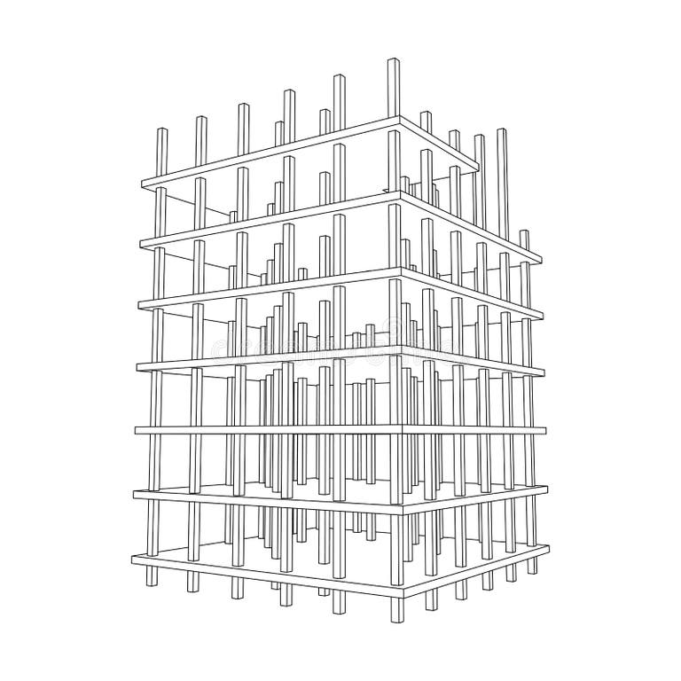Building Under Construction. Wireframe Low Poly Mesh Stock Vector ...
