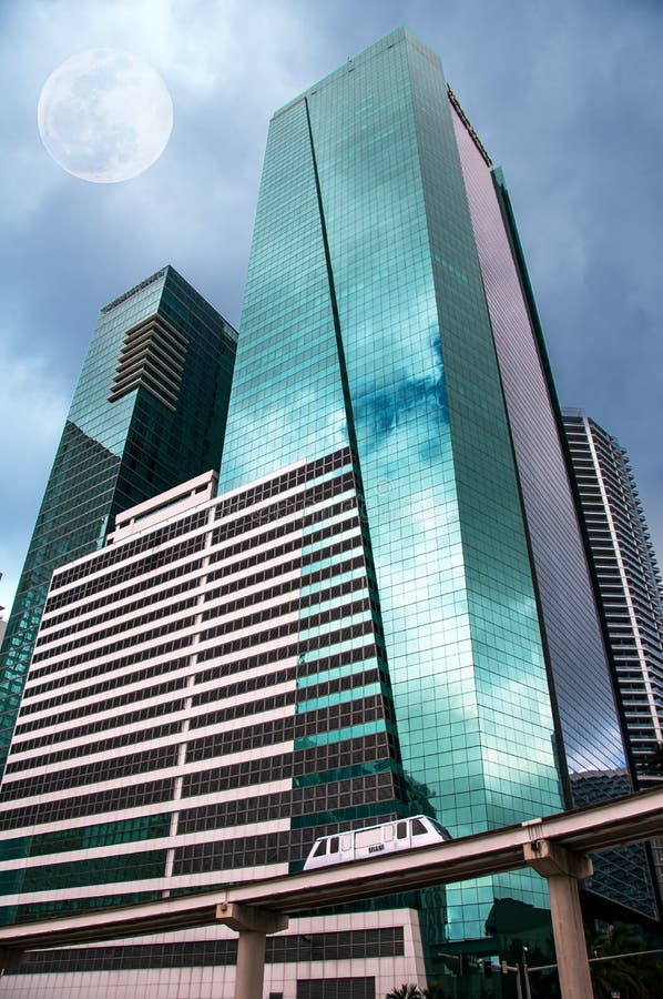 Building under moonlight stock image. Image of modern - 36321571