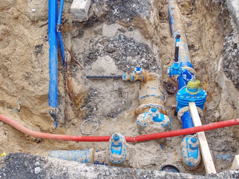 Building of Underground Shaft for Setting Valve on Water Pipe Stock ...