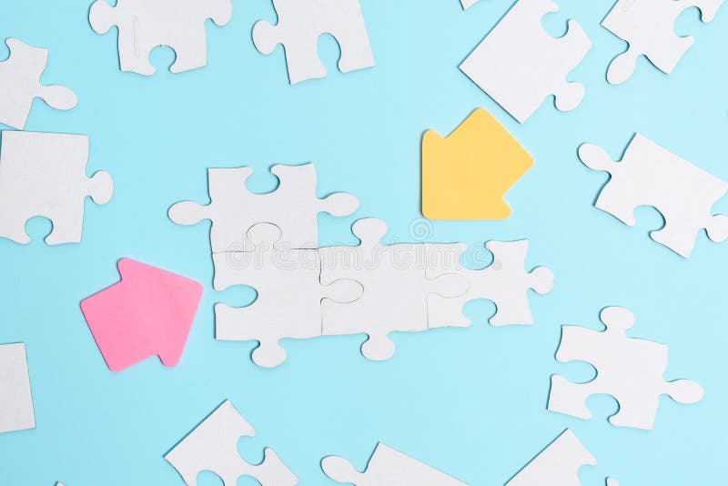 Close-Up White Jigsaw Pattern Puzzle Pieces To Be Connected with ...