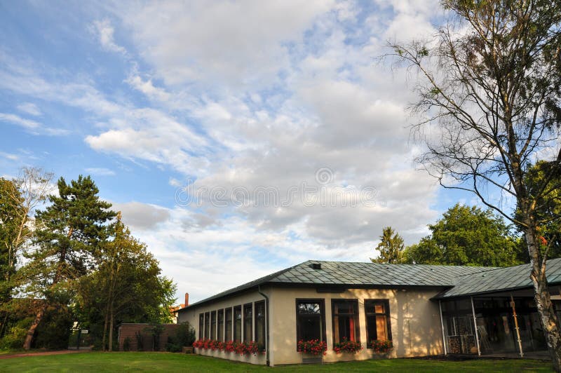 Building Unusual Old Park Trees Sky House Architecture Stock Image ...