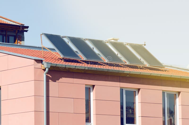 Building Using Solar Panels Stock Image - Image of building, roof: 90411541