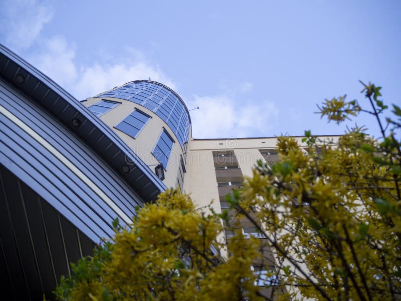 Building View from Below in the Sky Office Panoramic Windows Spring ...
