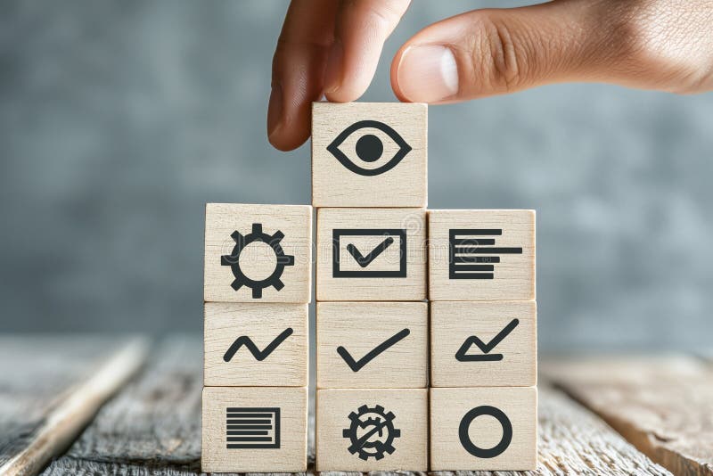 Building Vision with Iconic Blocks Stock Illustration - Illustration of ...