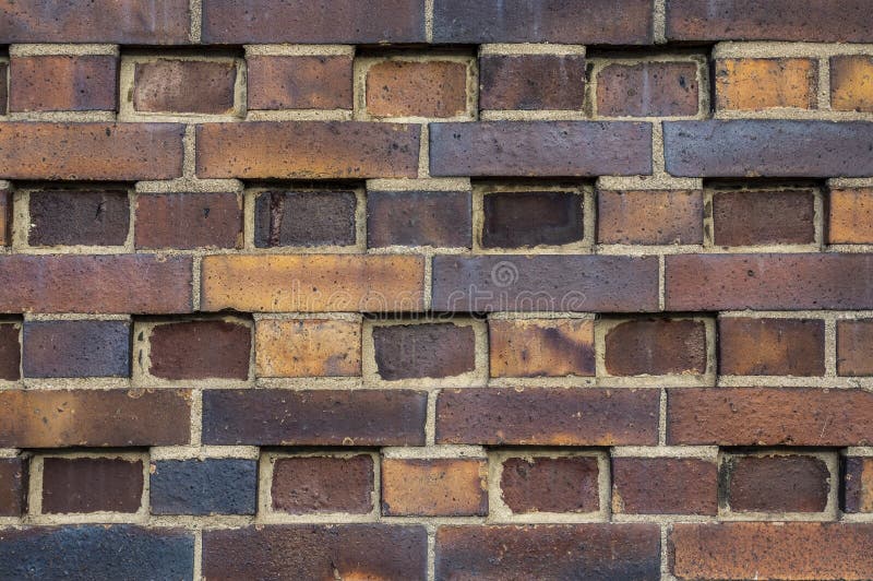 Building Wall Made of Dark, Yellow To Brownish Clinker Bricks with ...